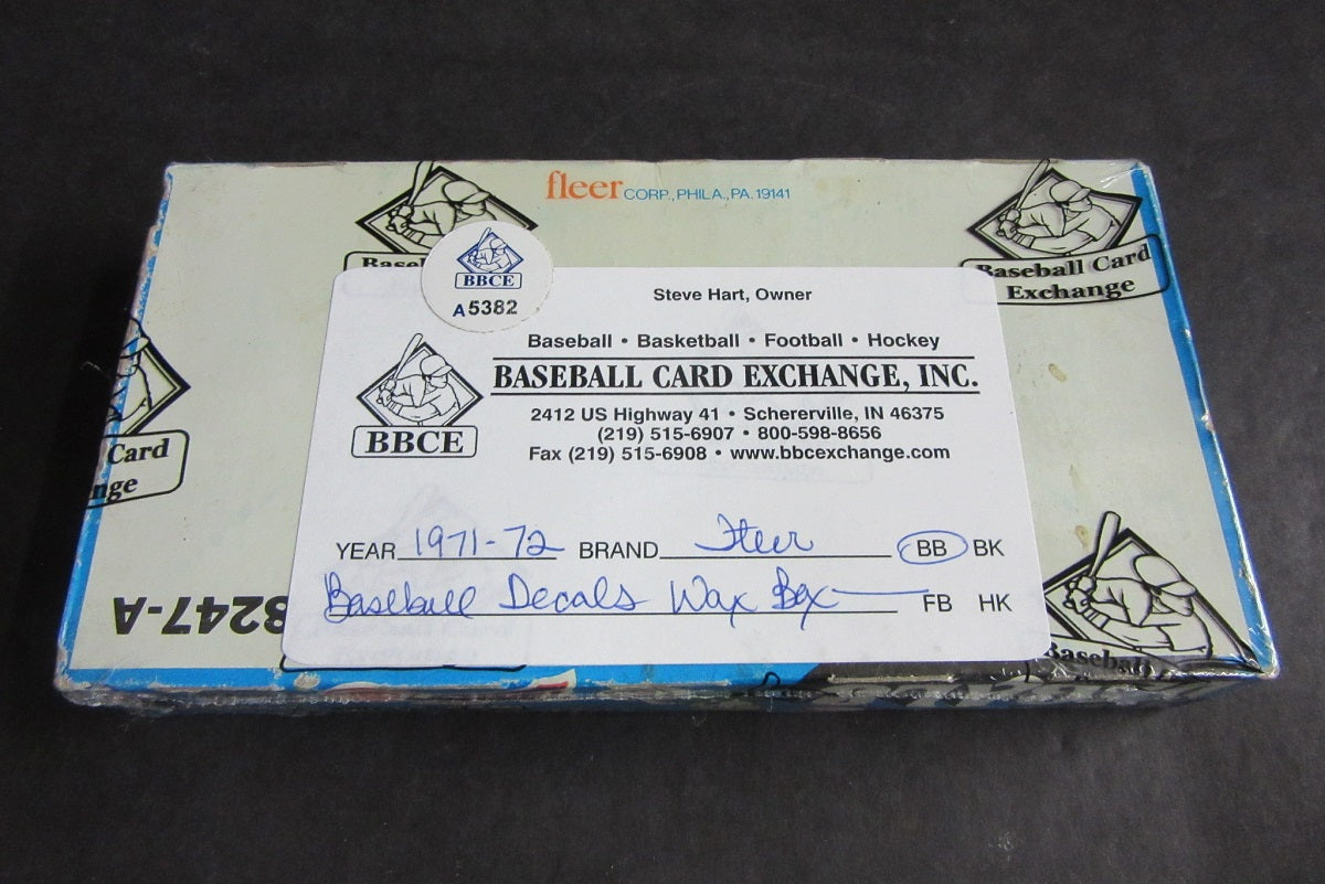 1971 1972 Fleer Baseball Decals Unopened Wax Box (BBCE) (A5382) (Pleas ...